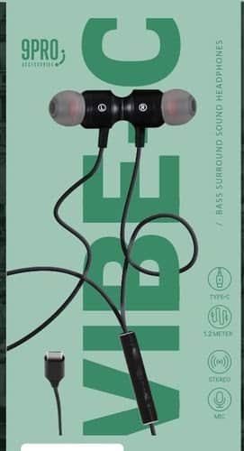 אוזניות ראש סיליקון בחיבורVIBE-C TYPE C (9 PRO) שחור 9PRO